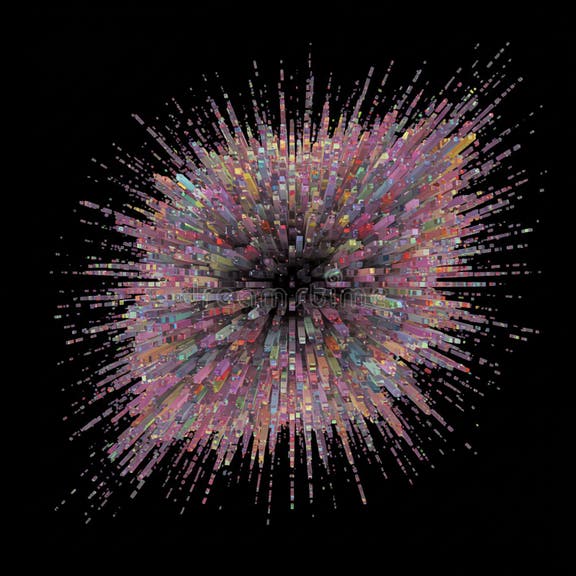 A Digital 3D Abstract Art Piece Features an Explosion of Colorful ...