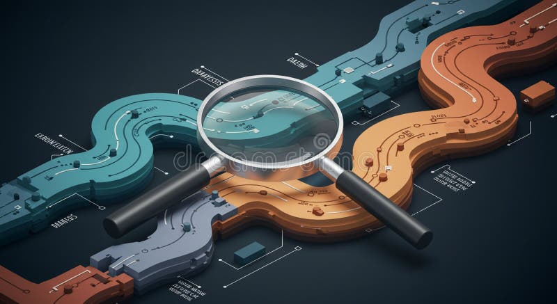 A Digital 3D Abstract Model Illustrates a Complex, Winding Layout with ...