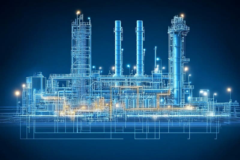 Digital 3D Blueprint of an Industrial Facility with Complex Piping ...