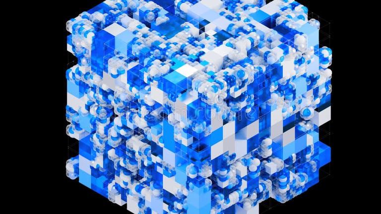 Digital 3d Cube with Spheres and Cubes Stock Image - Image of ...