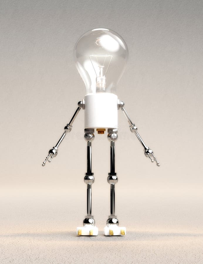 3D Illustration of a Light Bulb Guy Stock Illustration - Illustration ...