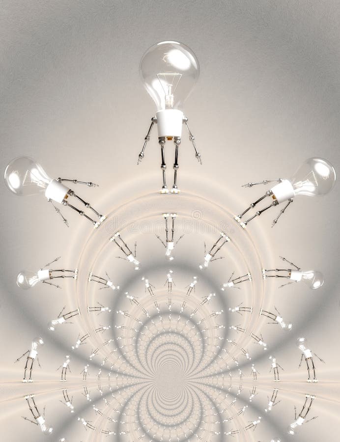 3D Illustration of a Light Bulb Guy Stock Illustration - Illustration ...