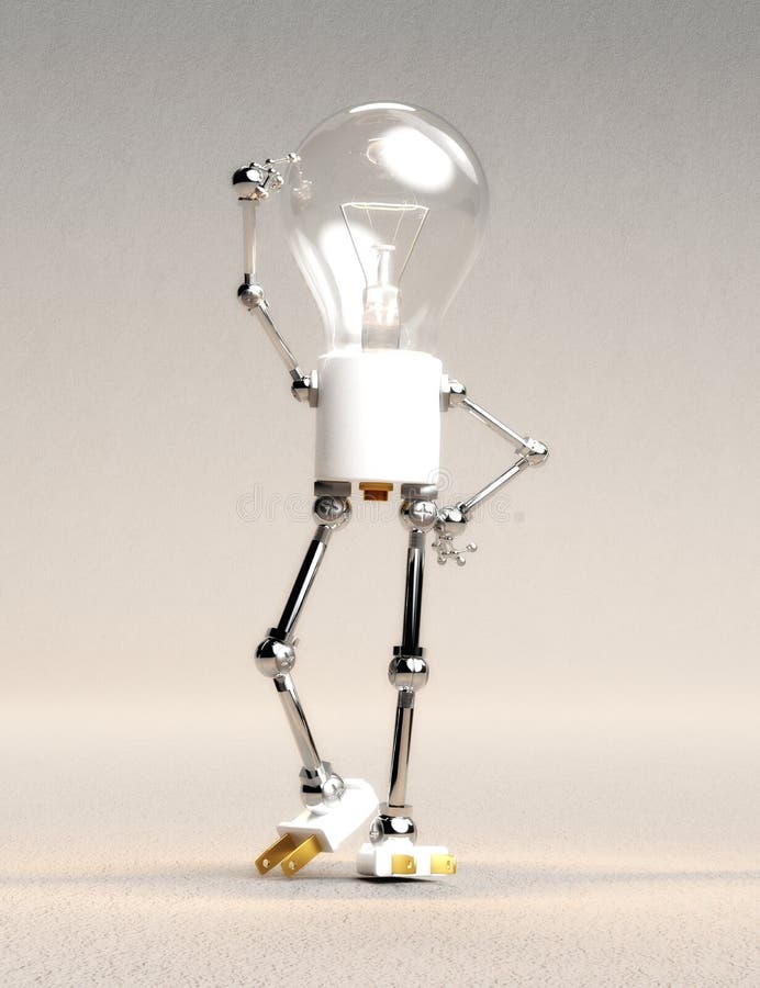 3D Illustration of a Light Bulb Guy Stock Illustration - Illustration ...