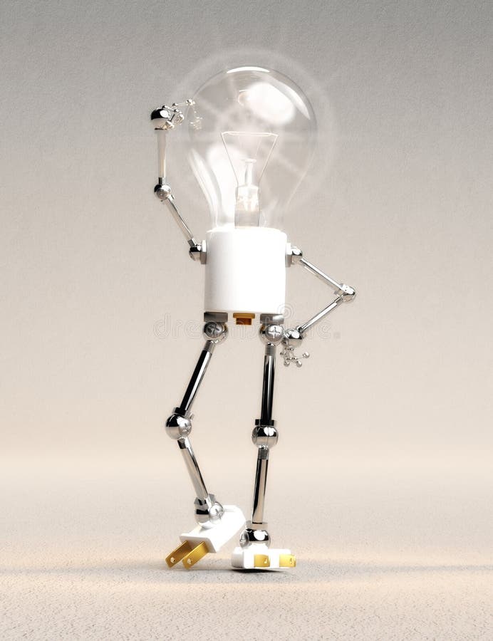 3D Illustration of a Light Bulb Guy Stock Illustration - Illustration ...