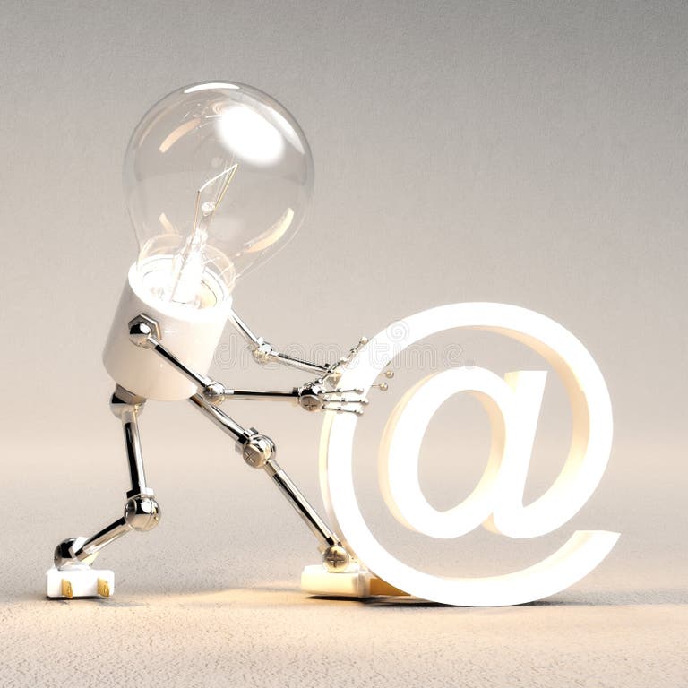 3D Illustration of a Light Bulb Guy Stock Illustration - Illustration ...