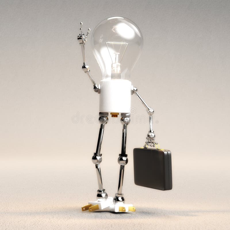 3D Illustration of a Light Bulb Guy Stock Illustration - Illustration ...