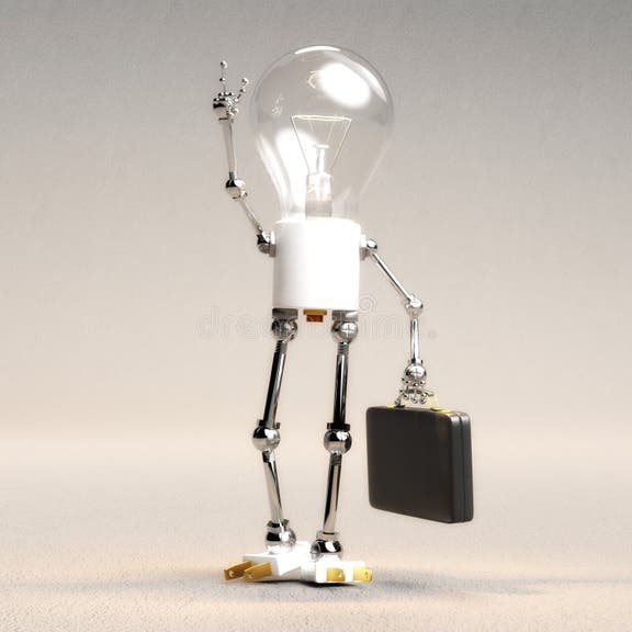 3D Illustration of a Light Bulb Guy Stock Illustration - Illustration ...