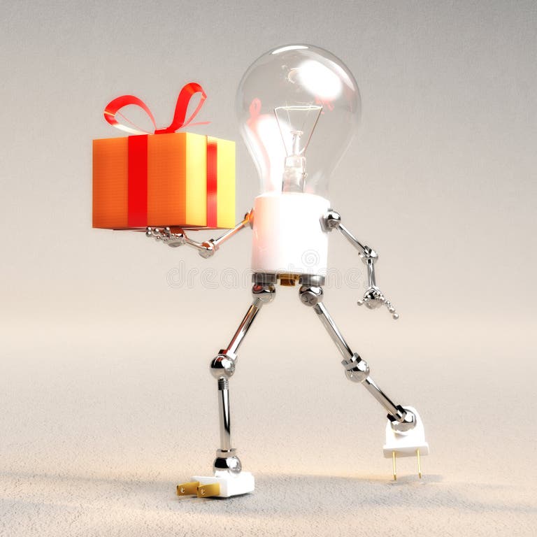 3D Illustration of a Light Bulb Guy Stock Illustration - Illustration ...