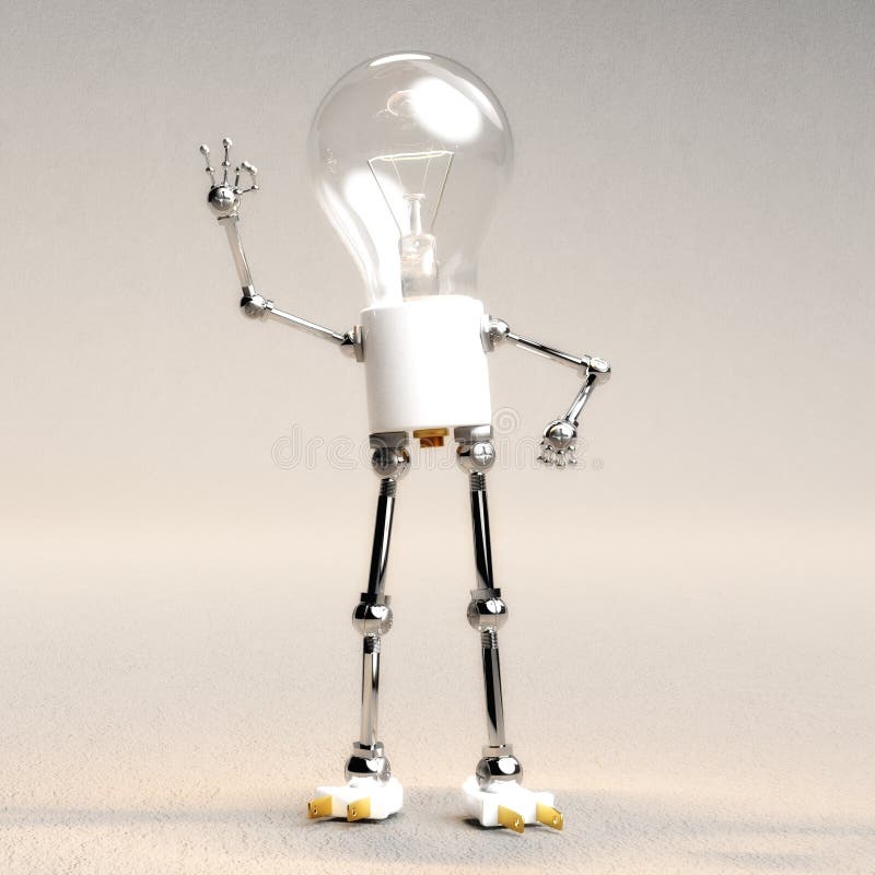 3D Illustration of a Light Bulb Guy Stock Illustration - Illustration ...