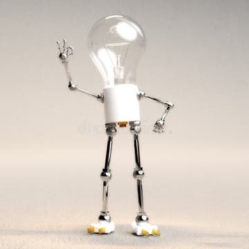 3D Illustration of a Light Bulb Guy Stock Illustration - Illustration ...