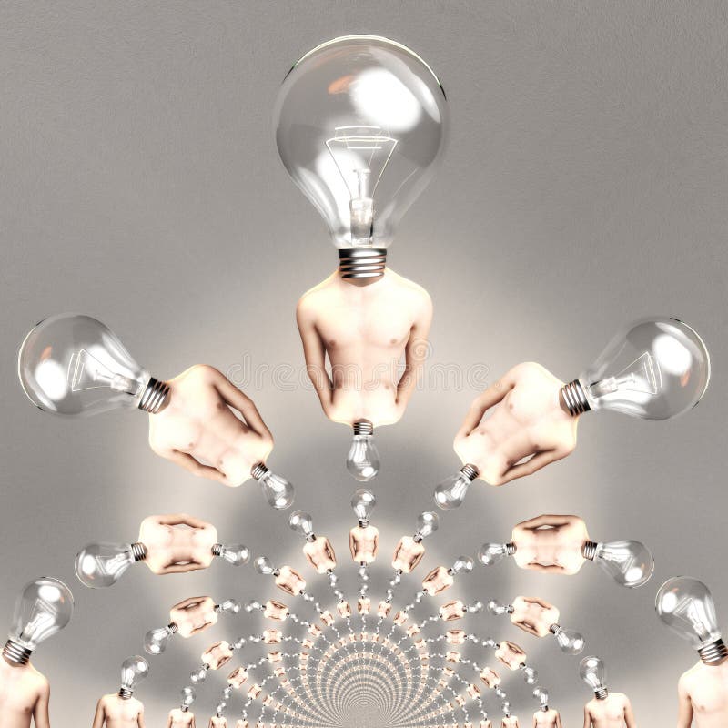 3D Illustration of a Light Bulb Guy Stock Illustration - Illustration ...