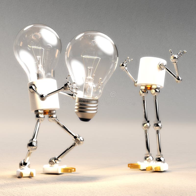 3D Illustration of a Light Bulb Guy Stock Illustration - Illustration ...