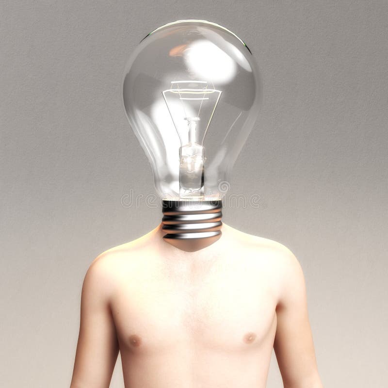 3D Illustration of a Light Bulb Guy Stock Illustration - Illustration ...