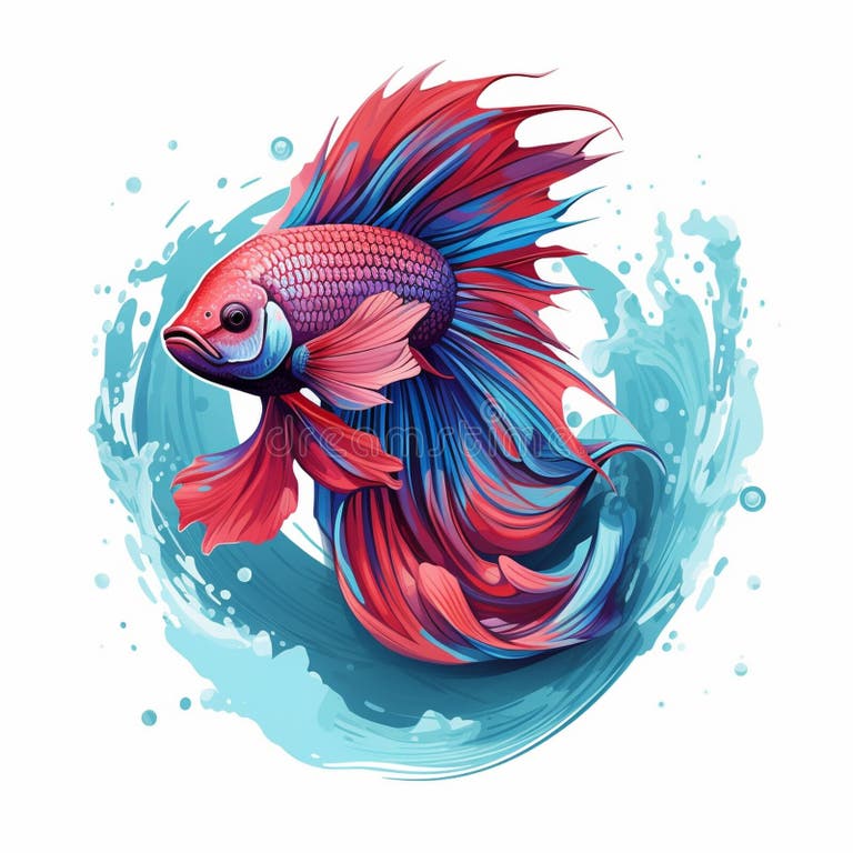 Digital 2D Illustration of Siamese Fighting Fish Logo Stock ...
