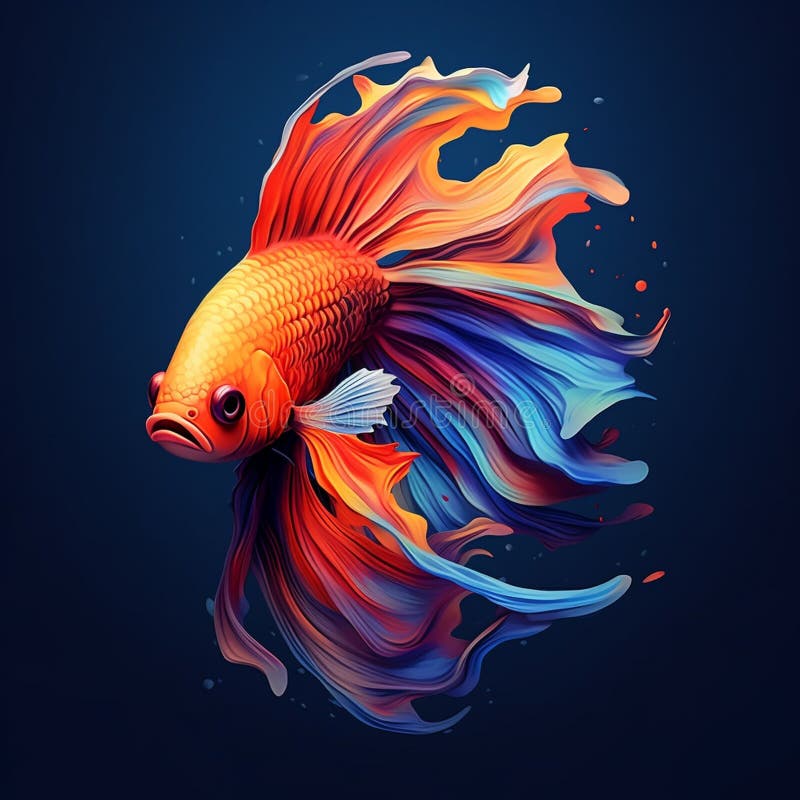 Digital 2D Illustration of Siamese Fighting Fish Logo Stock ...