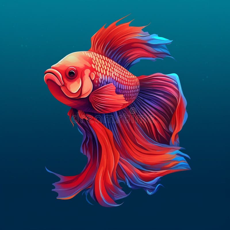 Digital 2D Illustration of Siamese Fighting Fish Logo Stock ...