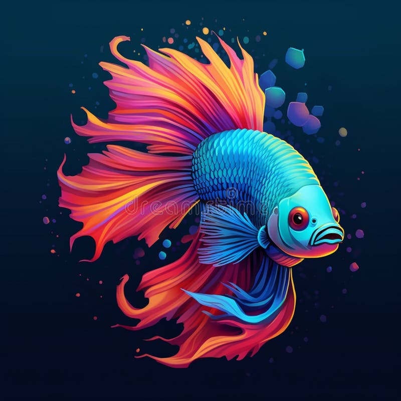 Digital 2D Illustration of Siamese Fighting Fish Logo Stock ...