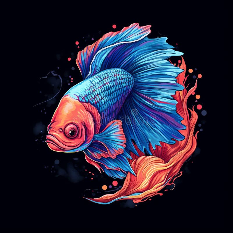 Digital 2D Illustration of Siamese Fighting Fish Logo Stock ...