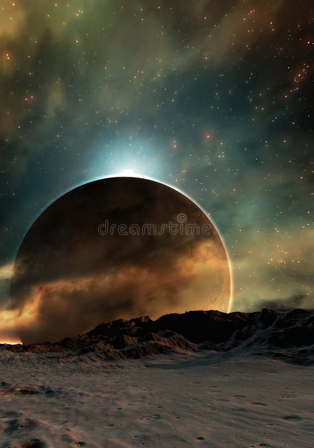 Digital 3D Illustration of a Space Scene Stock Illustration ...