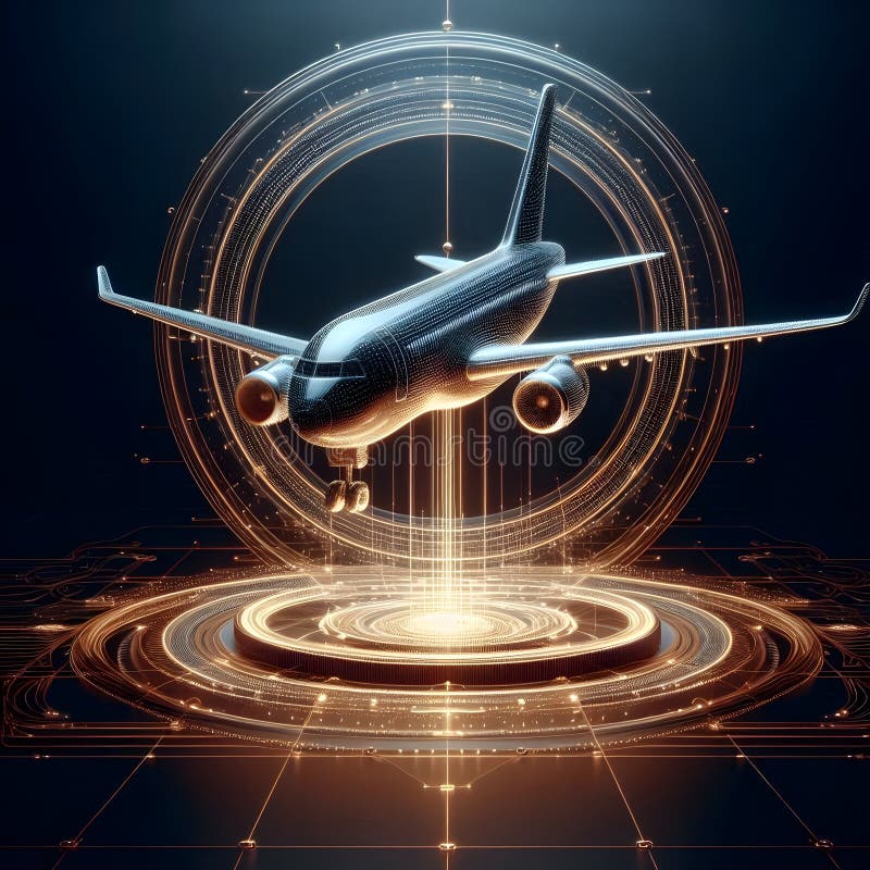 A Digital 3D Image of an Aircraft, Consisting of a Mesh-like Structure ...