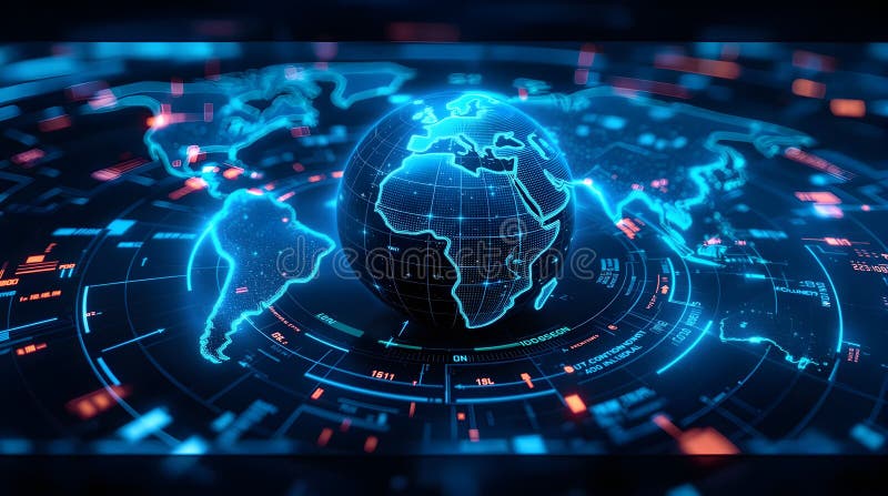 Digital 3D map stock illustration. Illustration of close - 348717852