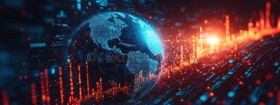 A Digital 3D Model of Globe with Arrows Pointing, Showcasing Vibrant ...