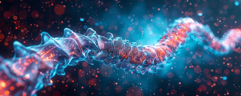 Digital 3D Model of a Synthetic Bionic Spine, Vibrant Holographic ...