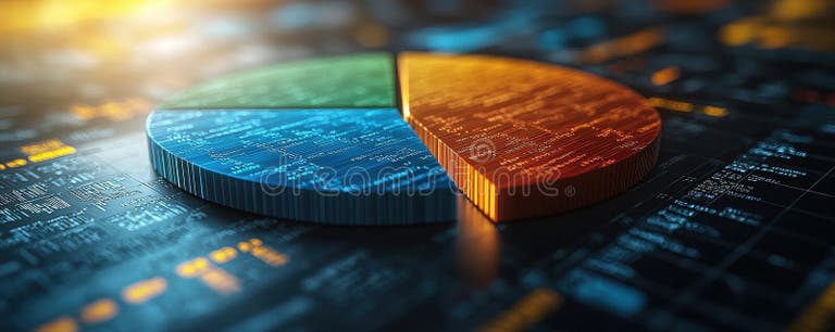 Digital 3D Pie Chart Visualization with Vibrant Gradient Colors and ...