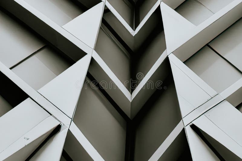 Digital 3D Render of an Abstract Building Facade with Structural ...