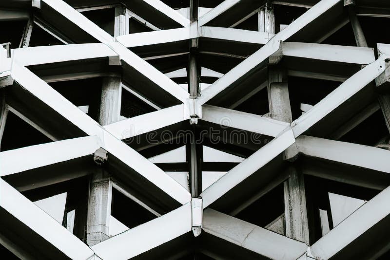 Digital 3D Render of an Abstract Building Facade with Structural ...