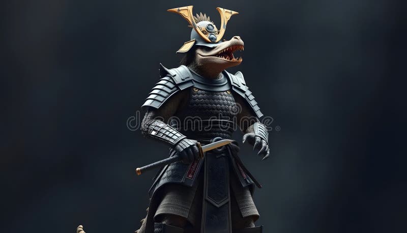 The Alligator Samurai: a 3D Render of a Fearsome Warrior Stock ...