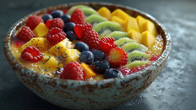Digital 3D Render of a Colorful Smoothie Bowl, Topped with Assorted ...