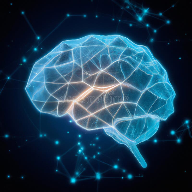 A Digital 3D-Render Human Brain with Triangle Polygons AI Generative ...