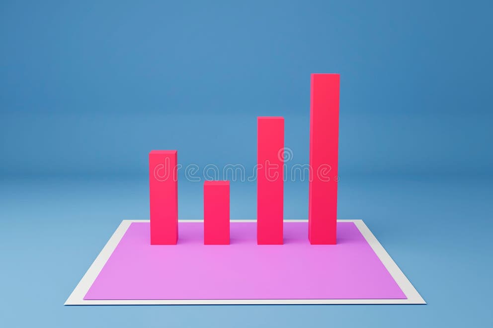 Digital 3D Render of Pink Bars of a Statistical Histogram Stock ...