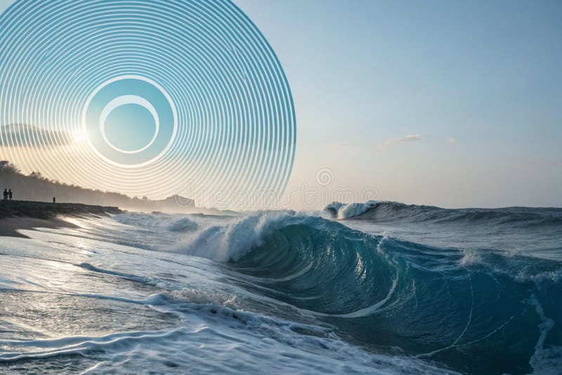 Digital Abstract Wave with Blue Circular Shape Stock Illustration ...