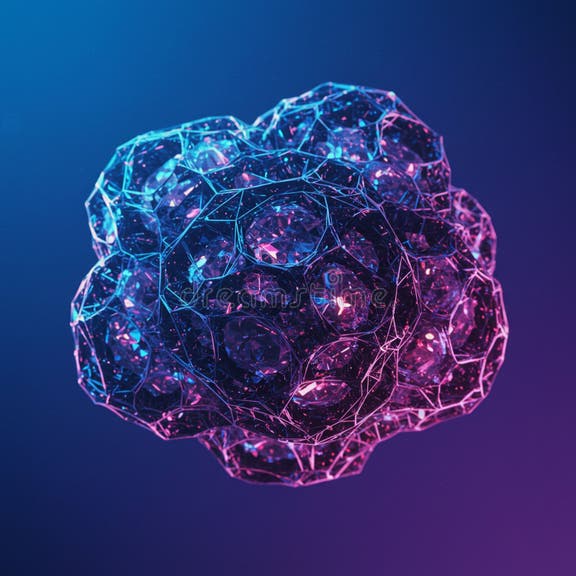 A Digital 3D Rendering Features a Complex, Translucent Geometric ...