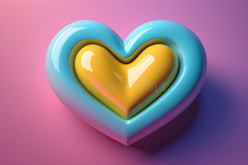 Digital 3D Rendering Featuring a Heart-shaped Design Stock Illustration ...