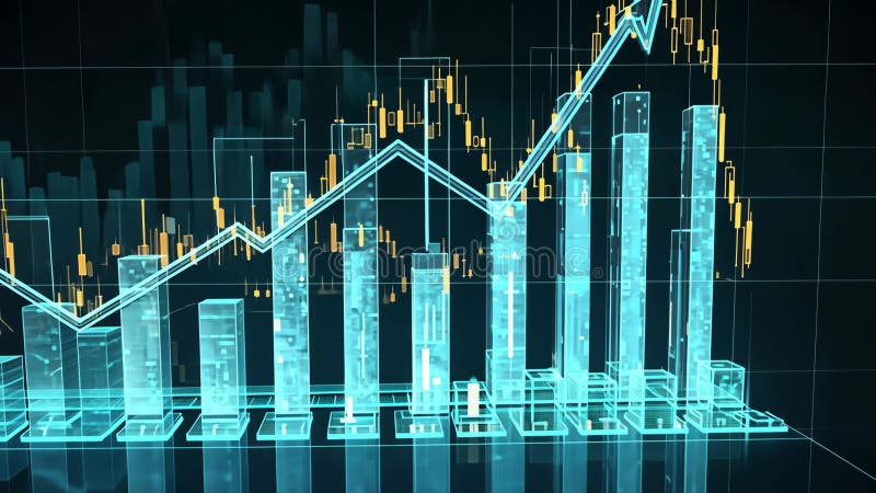 Futuristic 3D Financial Chart with Data Bars and Growth Arrow Stock ...
