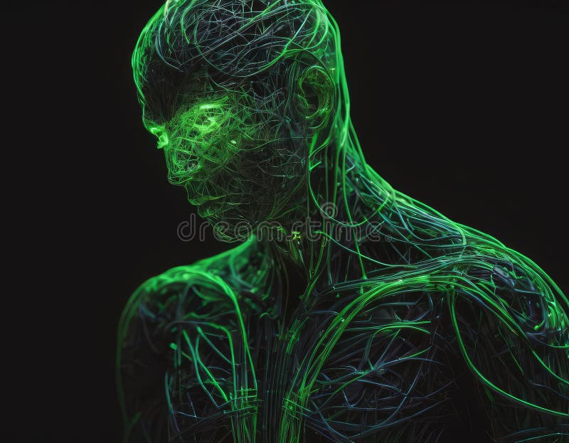 Green Digital Human Torso Rendered in 3D. Generative AI Stock ...