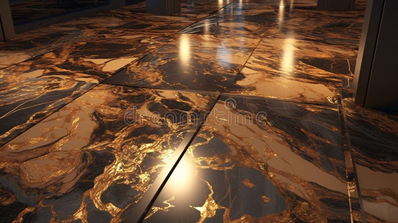 3d Rendering of Gold and Marble Glowing Shiny Generative Ai Stock ...