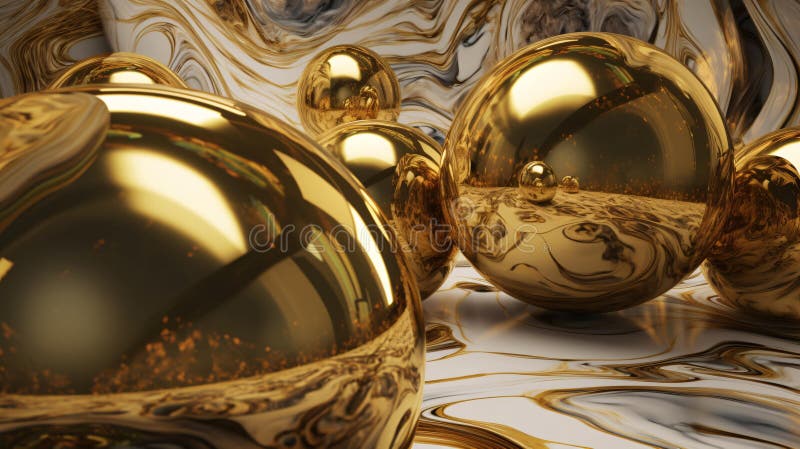 3d Rendering of Gold and Marble Glowing Shiny Generative Ai Stock ...