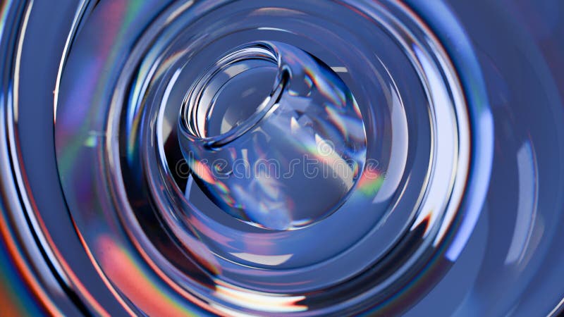 Abstract Glass Focus View Orb, 3d Render Blur Glass in Blue Stock ...