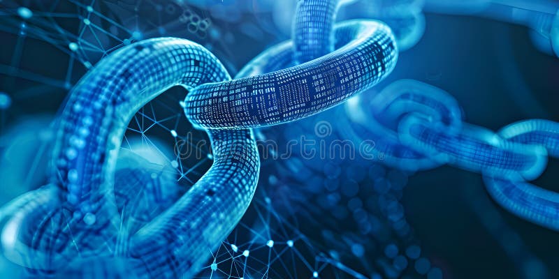 Blockchain. Chain of Information Blocks in Cyberspace Stock Illustration - Illustration of data ...