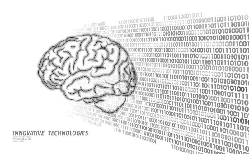 Digital 3D Shape of Human Brain. Low Poly Polygonal Particle Point Line ...
