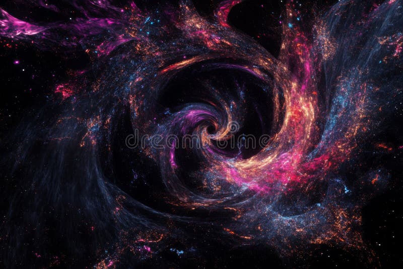 A Digital 3D Vortex Made of Swirling Neon Lights, Rotating Slowly in ...