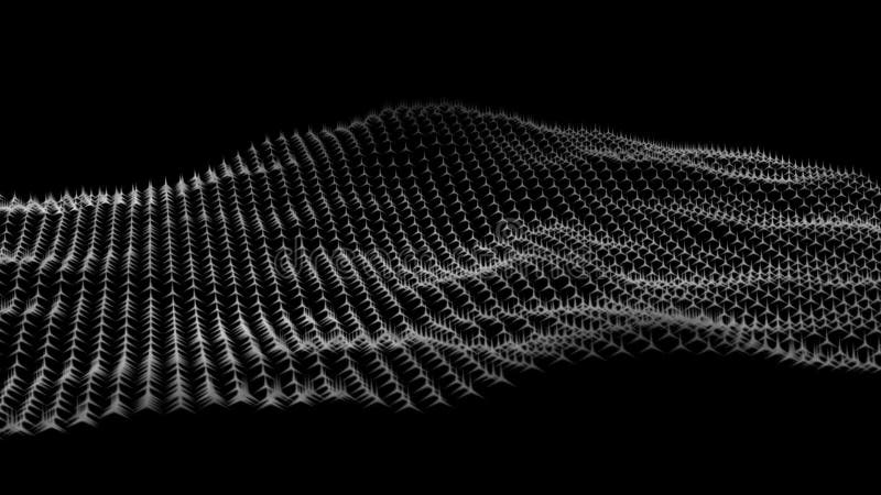 Digital 3D Wire Mesh Plexus Waving Terrain Topography Abstract ...