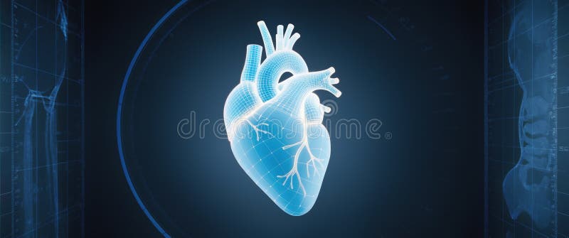 Digital 3D Wireframe of Human Heart in Medical Visualization Stock ...