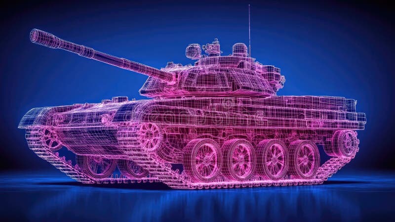 Military Tank Wireframe Glowing Blue Digital Stock Photos - Free ...