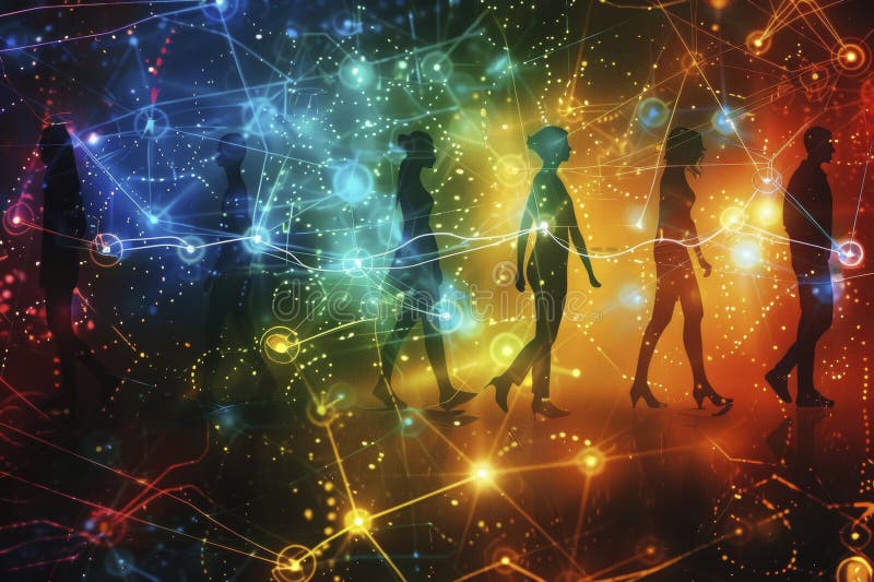 Digital Dance of Connectivity Stock Image - Image of community ...