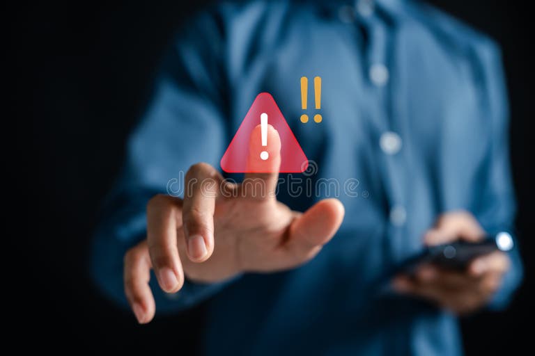 Digital Danger Alert Icon with Warning Popup on Smartphone Screen ...